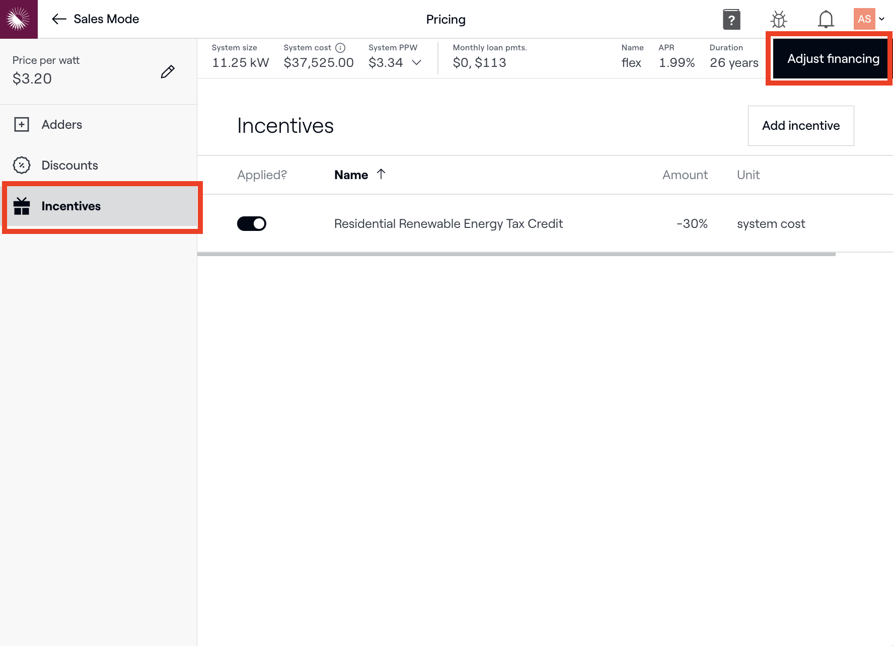 Adjusting Pricing in Sales Mode – Aurora Solar Help Center