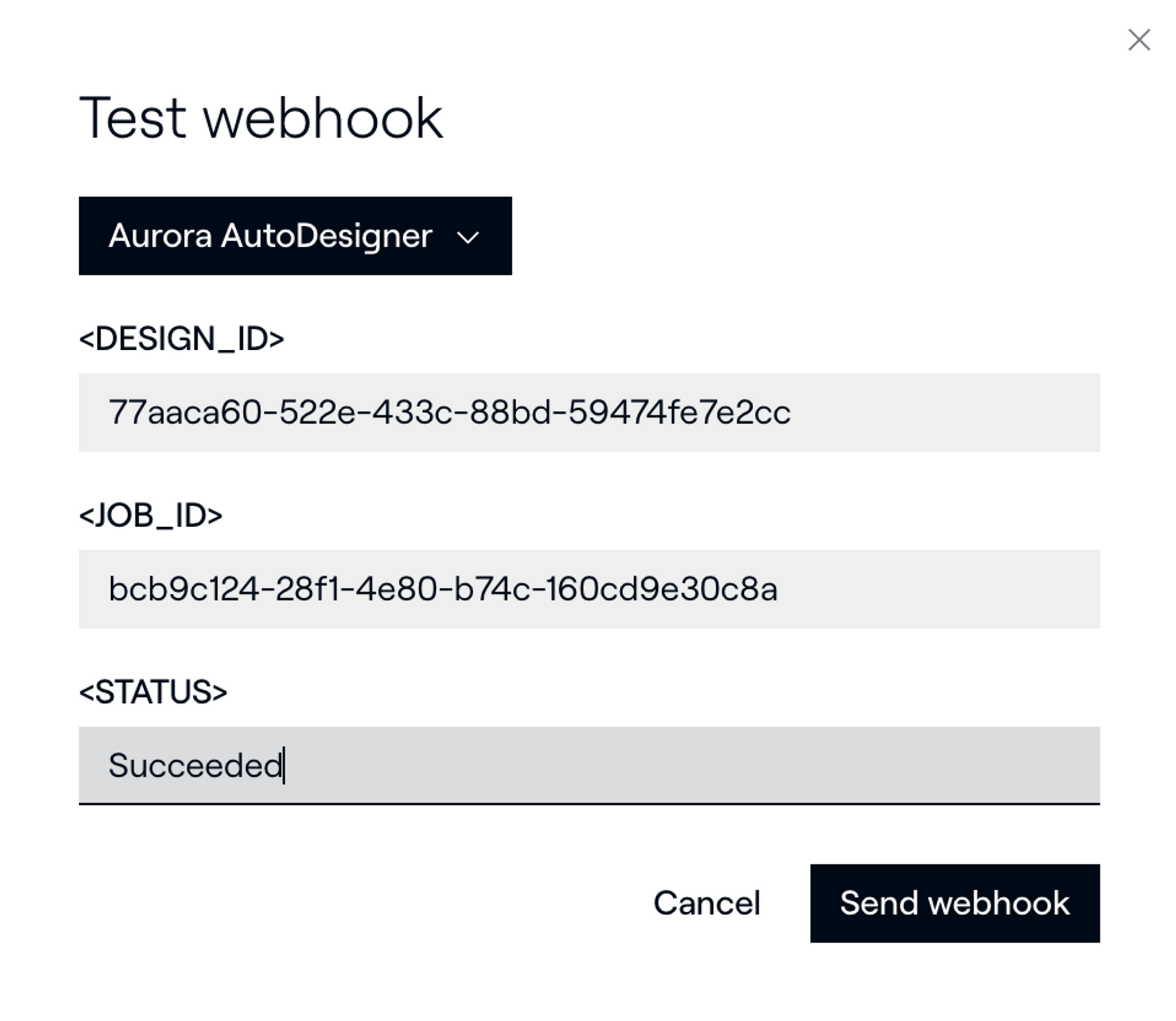 Tableau de bord Webhooks – Centre d'aide d'Aurora Solar